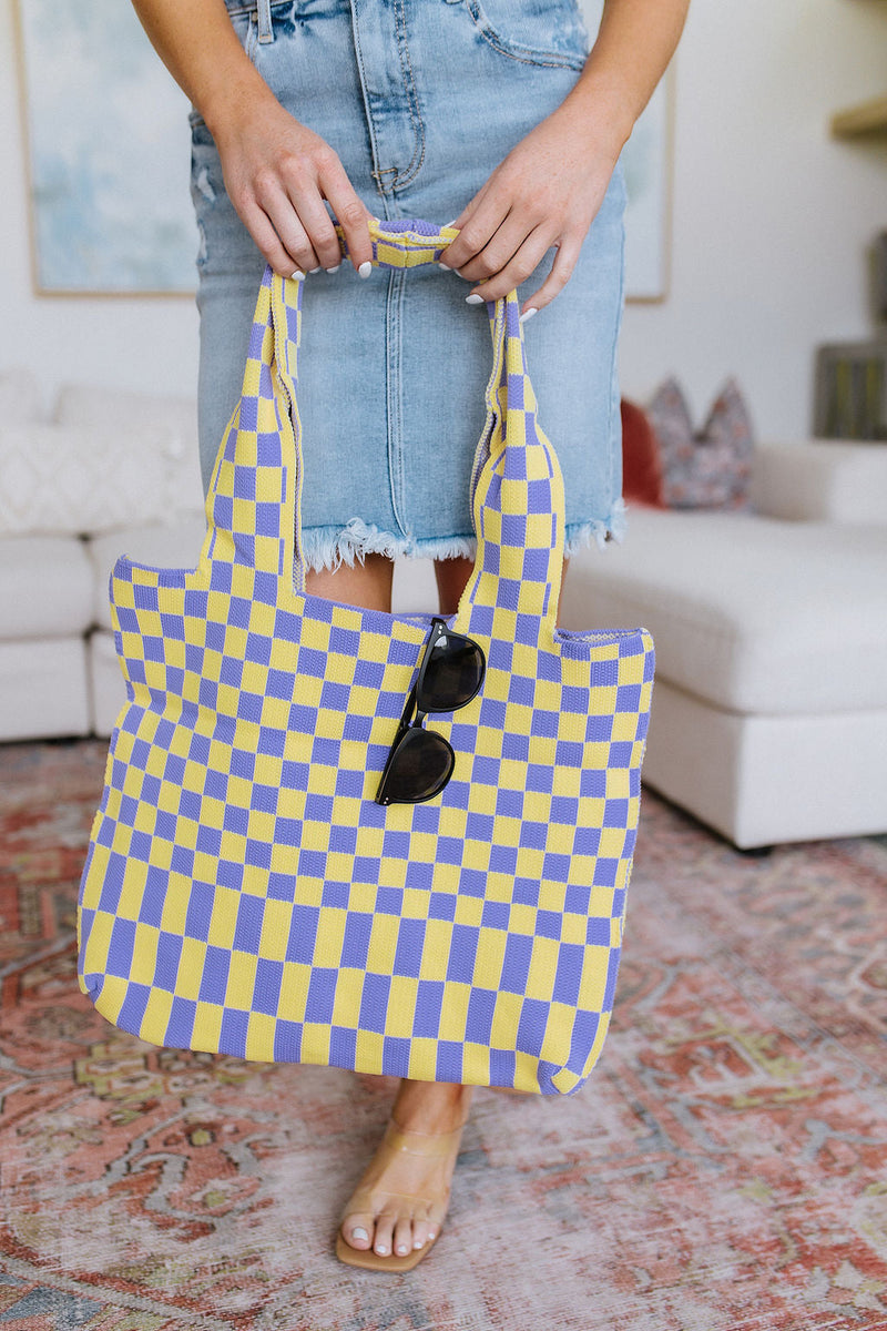 Checkerboard Lazy Wind Big Bag in Lilac & Yellow – Golden Poppy Mercantile
